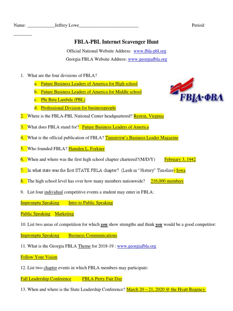 Fbla Scavenger Hunt 1 | PDF | Softlines (Retail) | Fashion