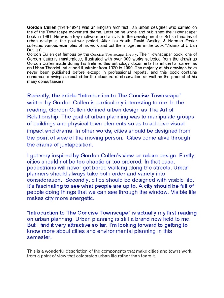 Gordon Cullen (1914-1994) Was An English Architect,. An Urban Designer ...