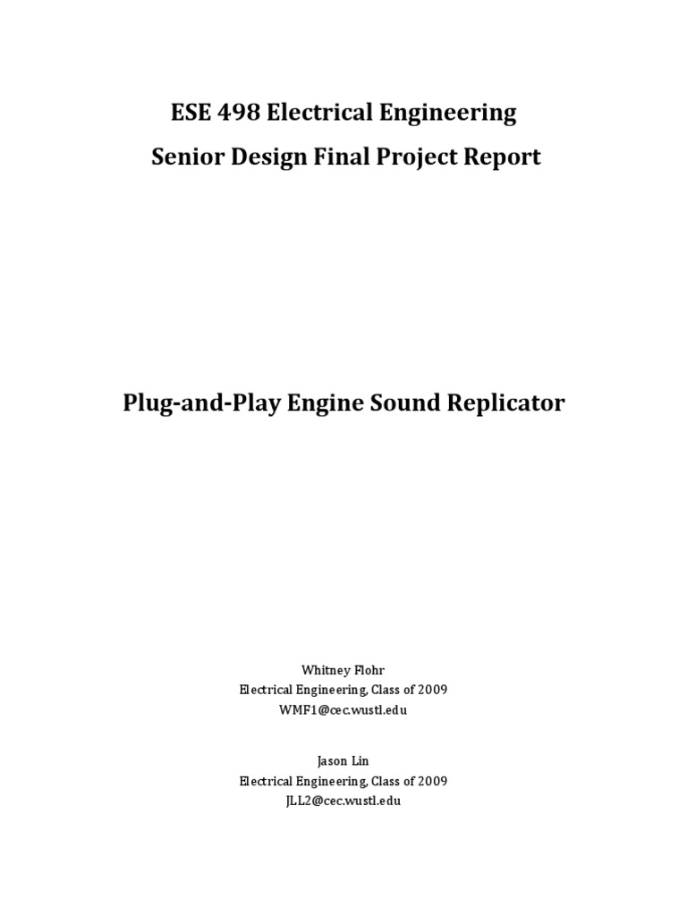 ESE 498 Electrical Engineering Senior Design Final Project Report | PDF ...