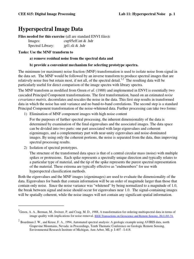 Hyperspectral Image Data | Download Free PDF | Principal Component ...