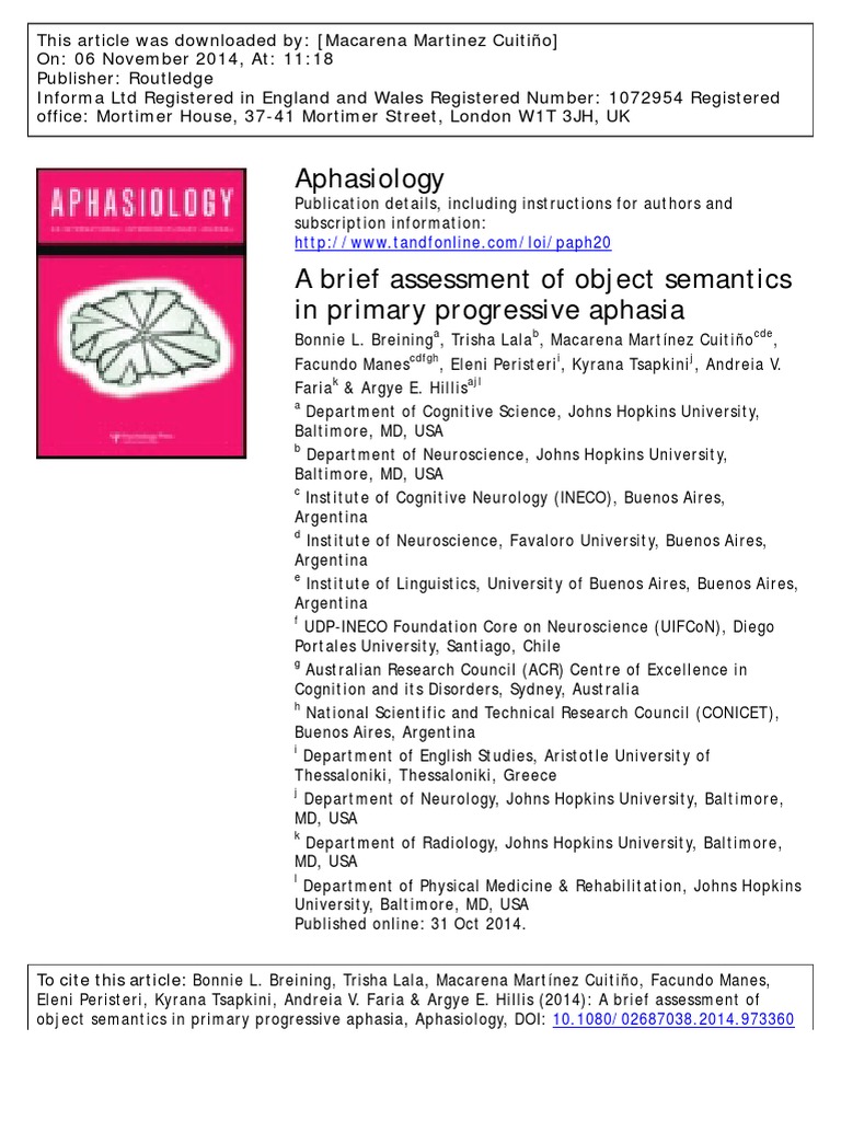 Aphasiology: A B Cde CDFGH I J K Ajl A | PDF | Aphasia | Standard Score