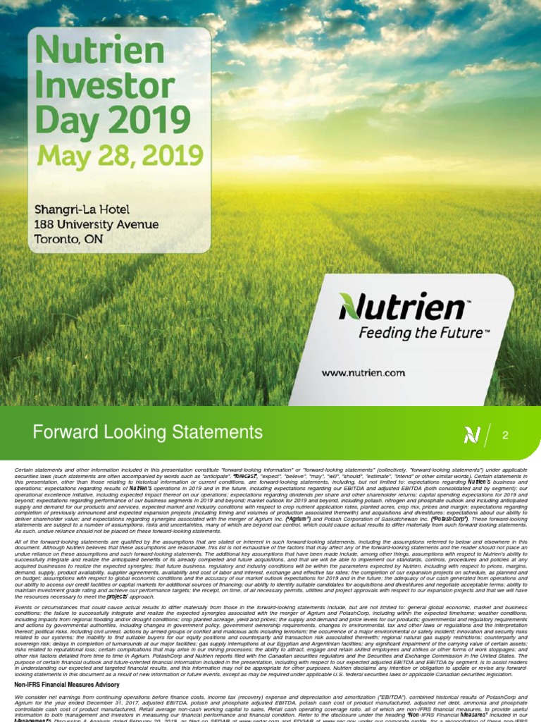 Nutrien 2019 Investor Day Presentation | PDF | Mergers And Acquisitions ...