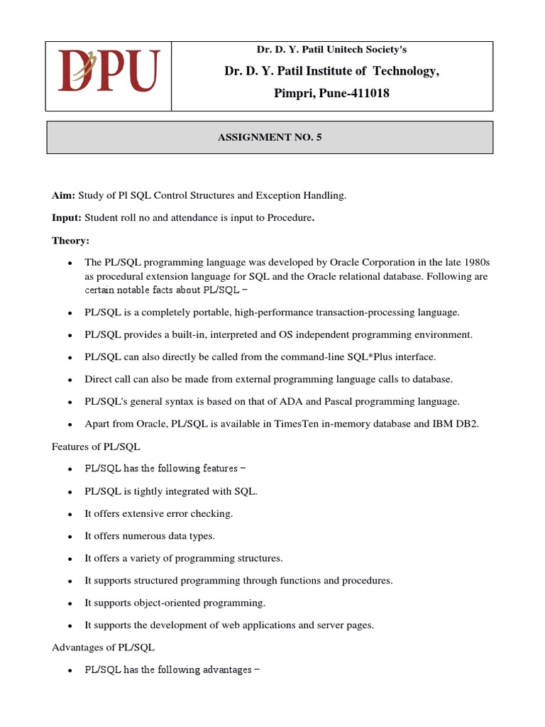 Assignments DBMS 5-8 | PDF | Pl/Sql | Subroutine