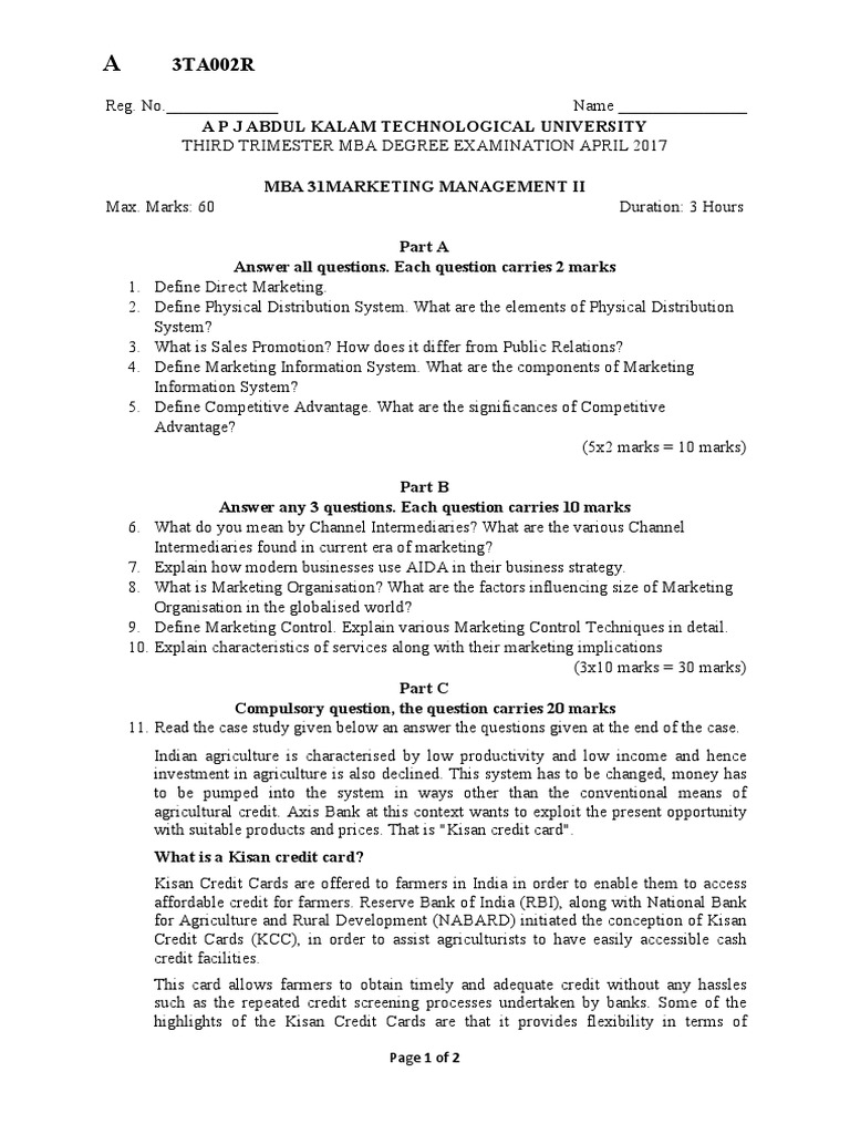 Marketing Management II Trimester III Mba Ktu 2017 | PDF | Credit Card ...