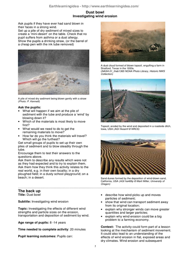 Dust Bowl Investigating Wind Erosion | PDF | Sediment | Wound