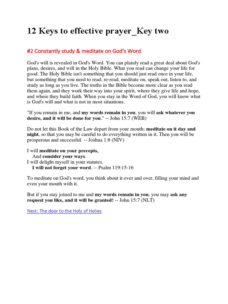 Key Two of 12 Keys To Effective Prayer | PDF | Self-Improvement