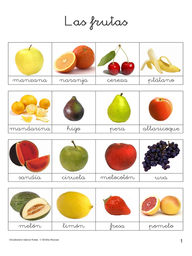 Vocabulario Básico Frutas | PDF