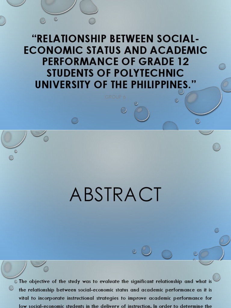 Relationship Between Social-Economic Status and Academic Performance of ...