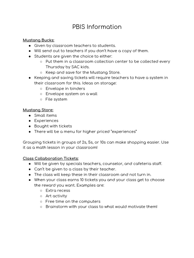 Pbis Ticket Information | PDF