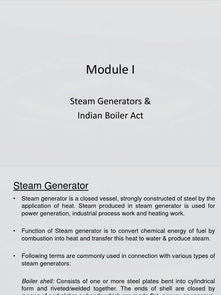 Steam Generators &: Indian Boiler Act | PDF | Boiler | Steam