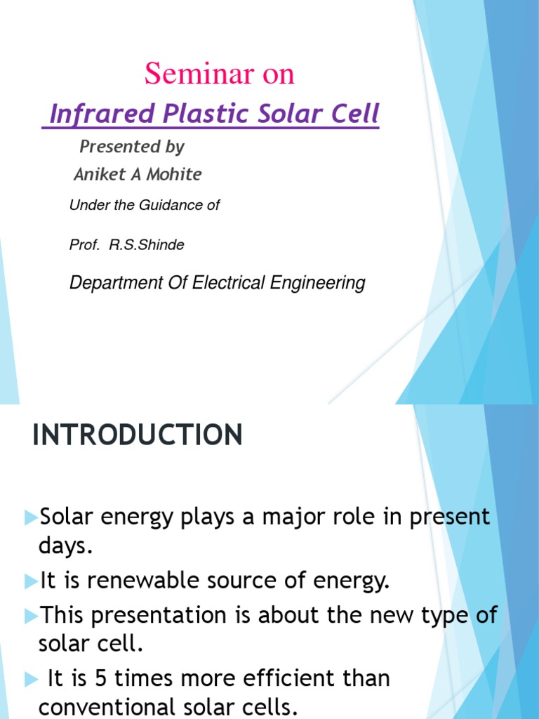 Infrared Plastic Solarcell Seminar 001 | PDF | Solar Cell | Photovoltaics