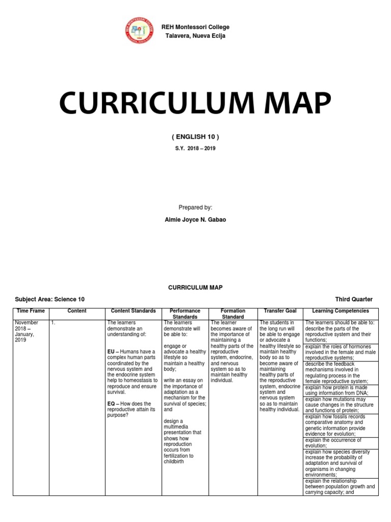 Grade 10 Science Curriculum Map | PDF | Biomolecules | Gases