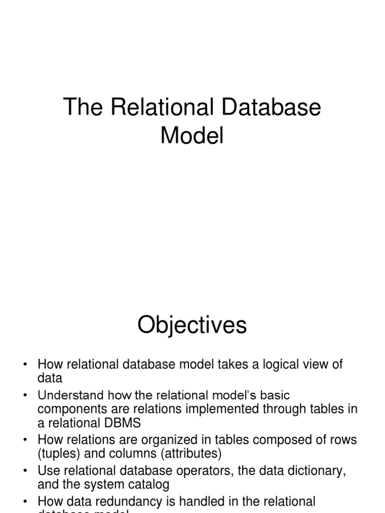 An Introduction to the Relational Database Model: Tables, Keys, and Constraints | PDF ...