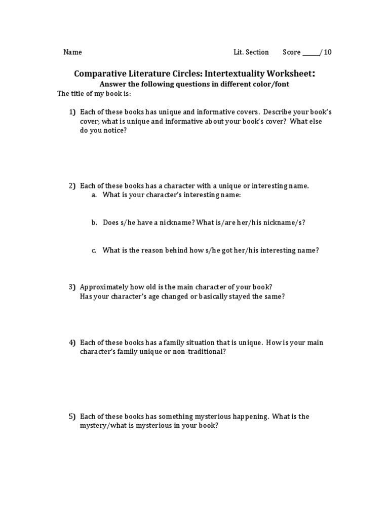 Intertextuality Worksheet | PDF | Poetry