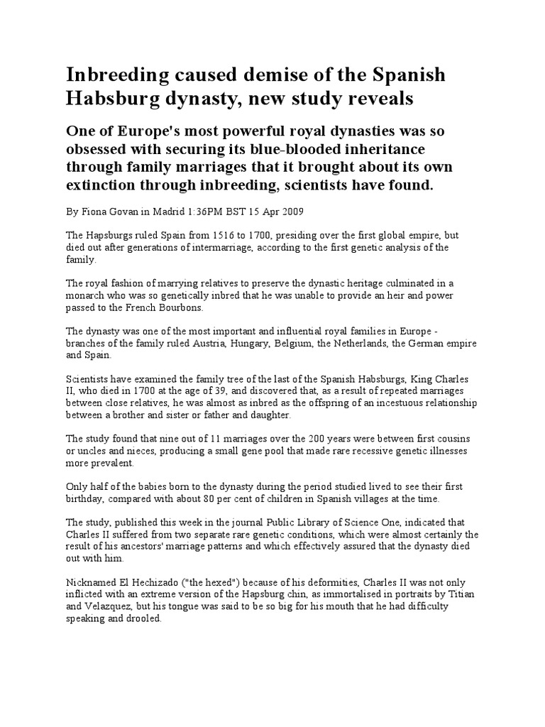 Habsburg Chin | PDF | Inbreeding | House Of Habsburg