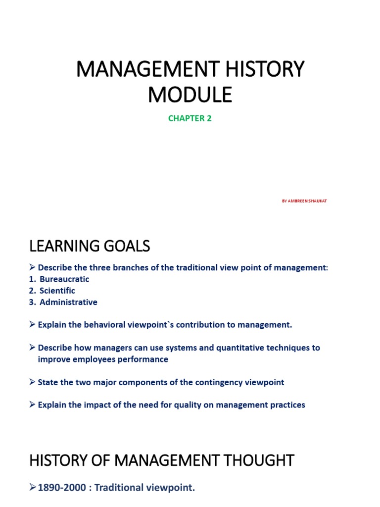 2 Lec Pom-Management History Module | PDF | Employment | System