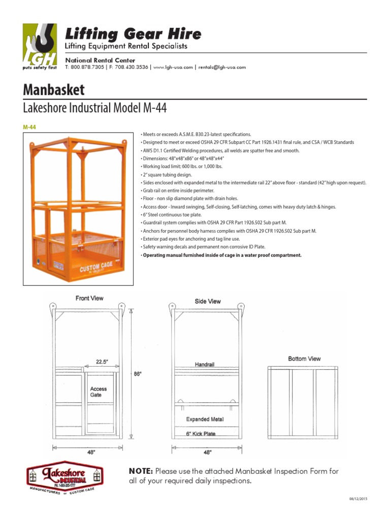 Manbasket Specifications and Compliance | PDF