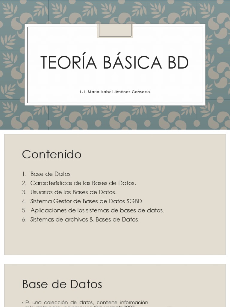 Fundamentos de Teoría de Bases de Datos | PDF | Mi sql | Bases de datos