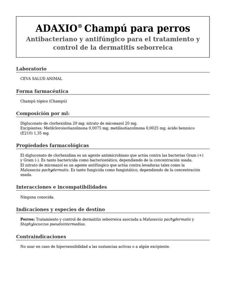 Champú ADAXIO para dermatitis seborreica | PDF | Champú | Medicamentos ...