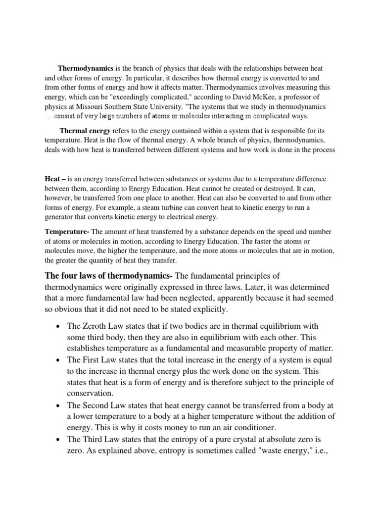 The Four Laws of Thermodynamics-The Fundamental Principles of | PDF ...