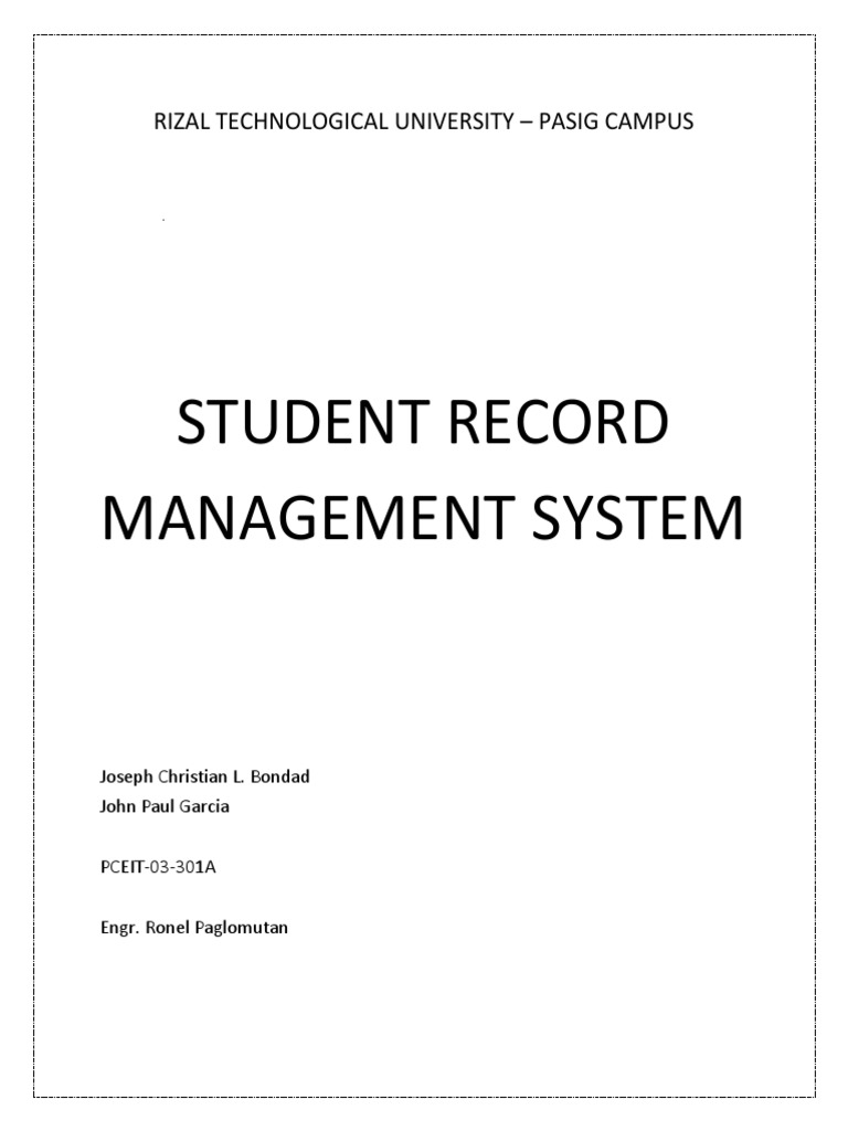 Student Record Management System: Rizal Technological University - Pasig Campus | PDF ...