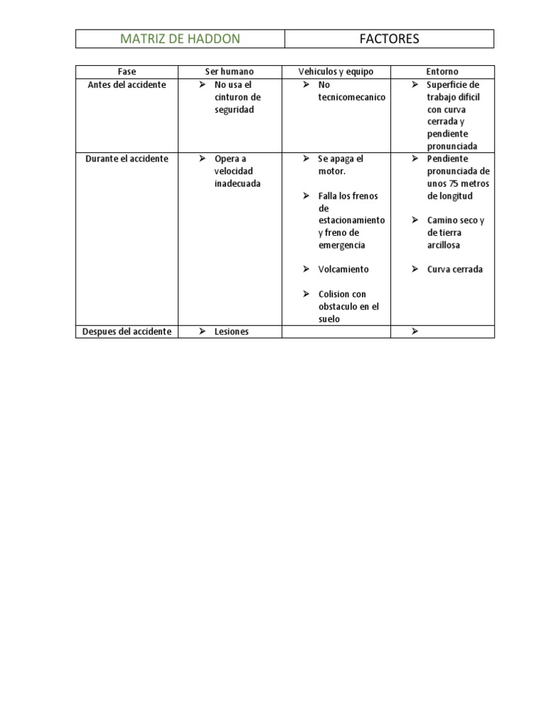 Matriz de Haddon | PDF