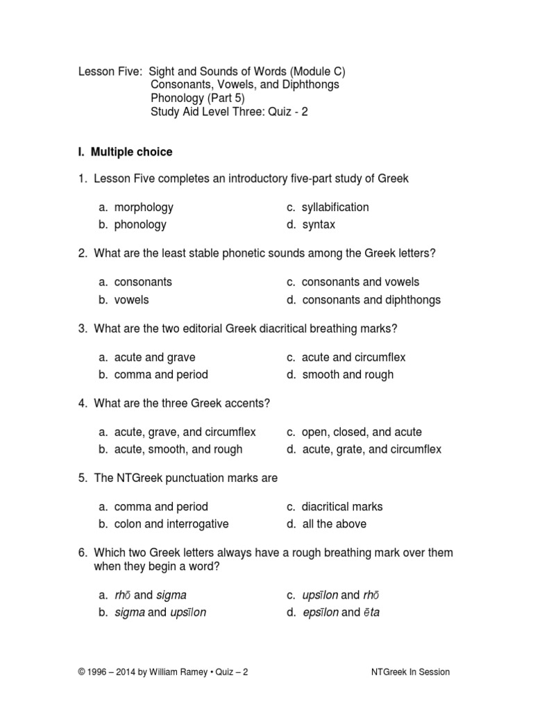 Quiz About Diphthongs and Vowels | PDF | Greek Alphabet | Syllable