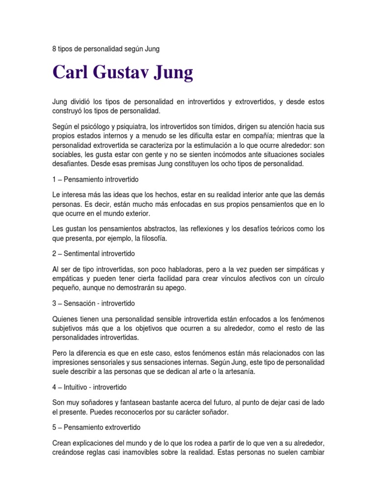 Tipos de Personalidad según Carl Jung | PDF | Carl Jung | Erich Fromm