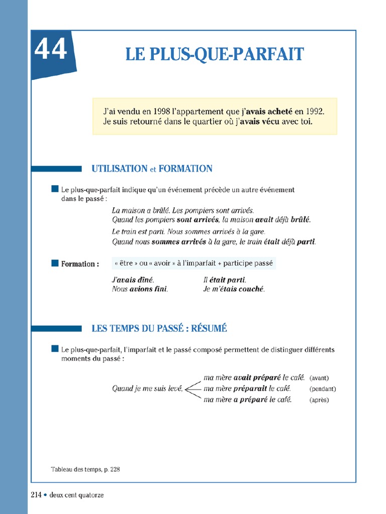 Exercices Sur Le Plus Que Parfait | PDF