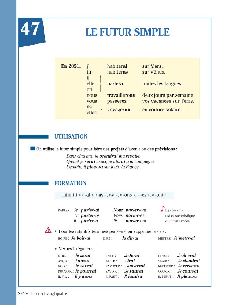 Exercices Sur Le Futur Simple | PDF