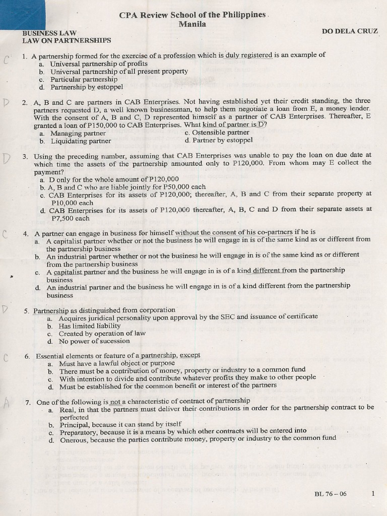 Law On Partnerships Cpar Pdf