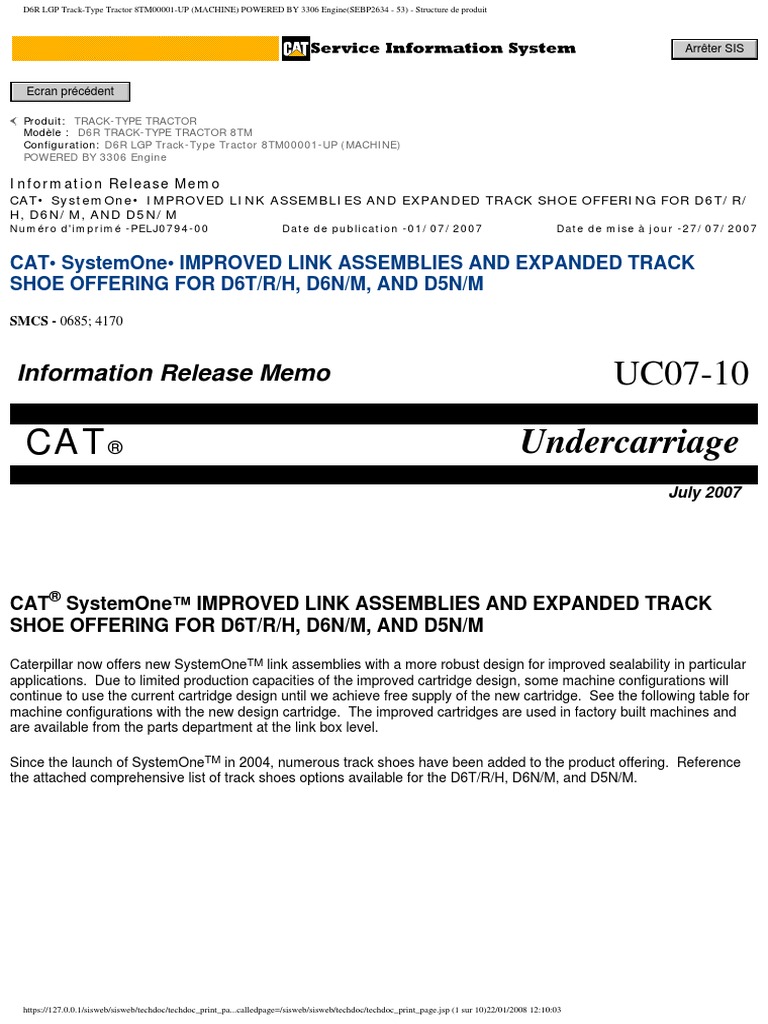 Undercarriage: Information Release Memo | PDF | Screw | Tractor