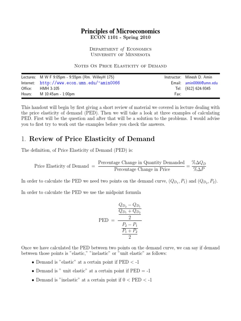 PED Notes PDF | PDF | Demand | Price Elasticity Of Demand