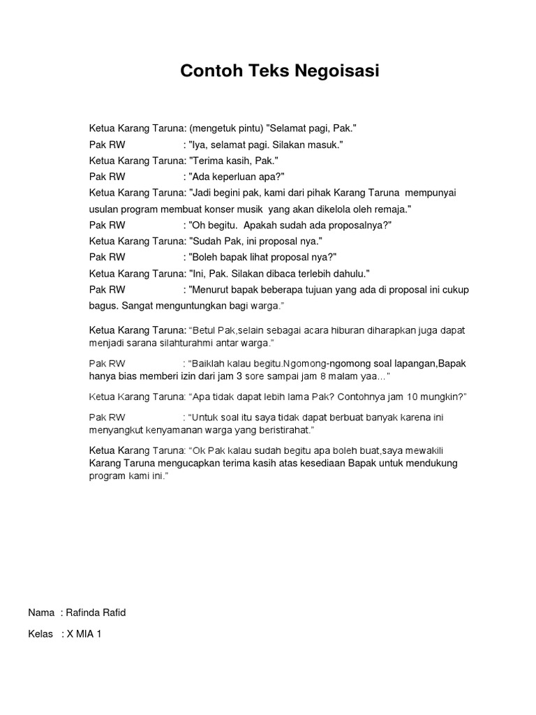 Contoh Teks Negoisasi | PDF