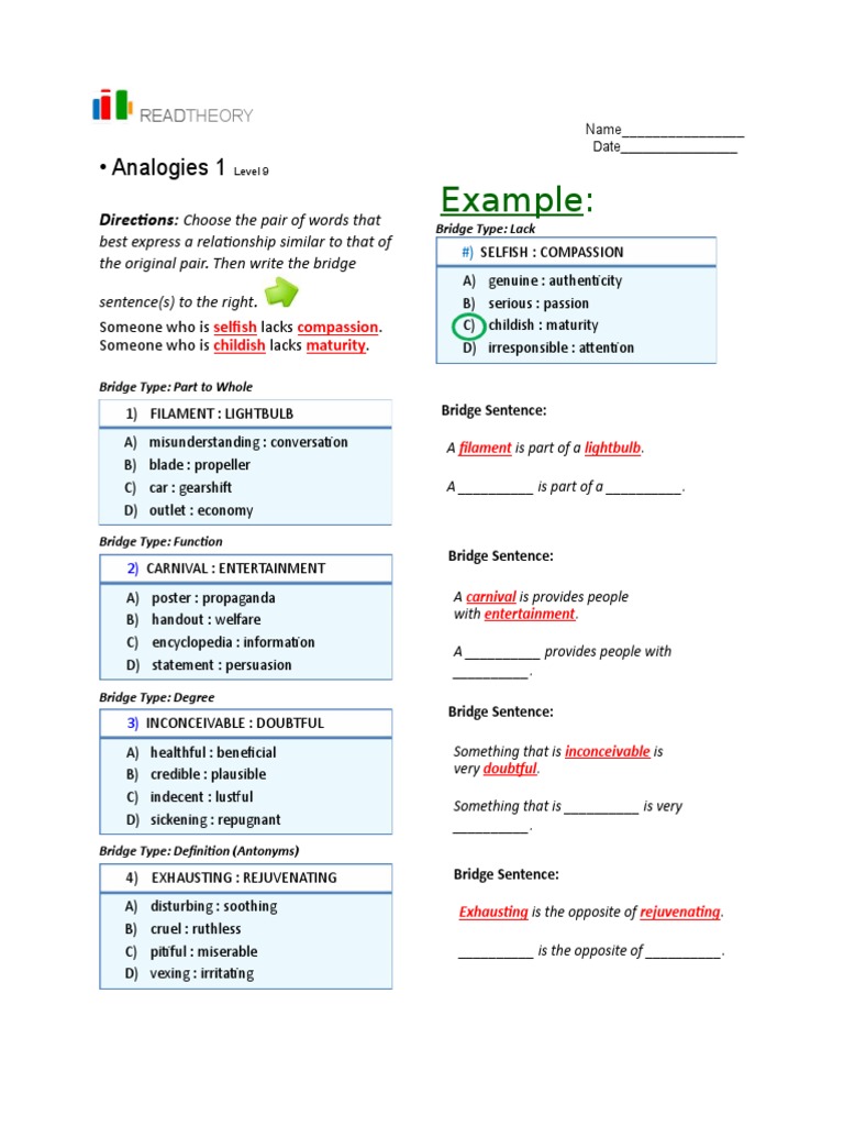 Level 9 Analogies 1 | PDF | Semantics