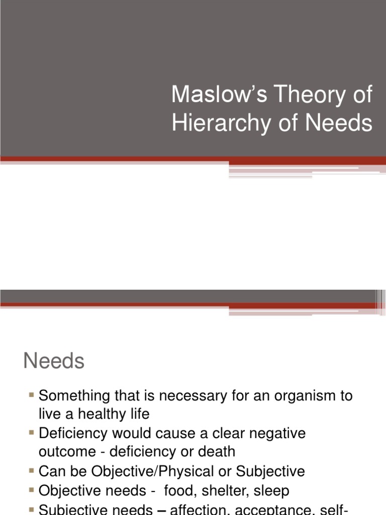 Maslow's Theory of Hierarchy of Needs | PDF | Social Psychology ...
