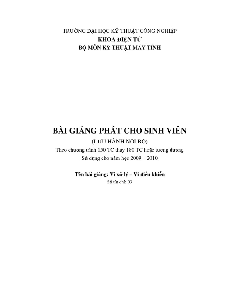 Bai Giang VXL-VDK Chuan (2009-2010) | PDF