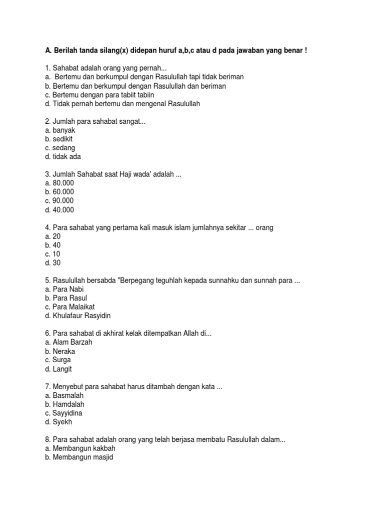 Soal Aswaja Kelas 4 | PDF