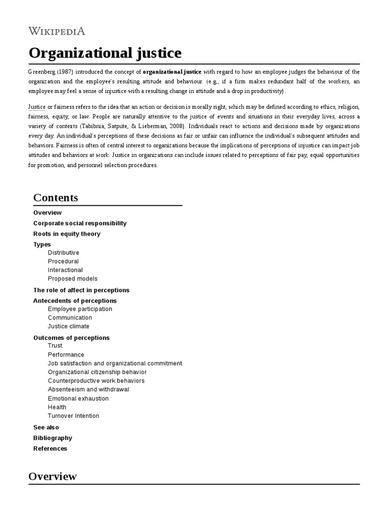 Organizational Justice | PDF | Applied Psychology | Systems Psychology