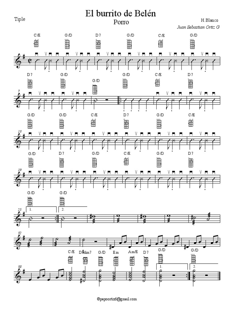 El Burrito de Belén - Tiple | PDF