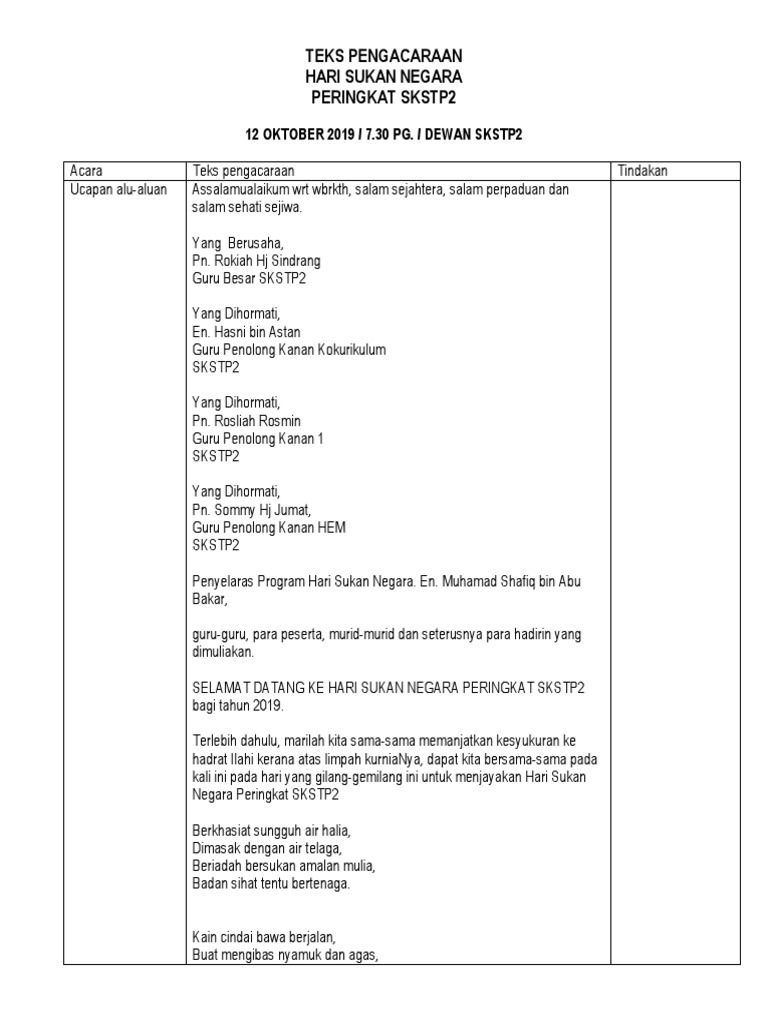 Teks Hari Sukan Negara Pdf