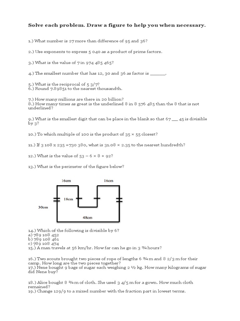 Solve Each Problem. Draw A Figure To Help You When Necessary | PDF