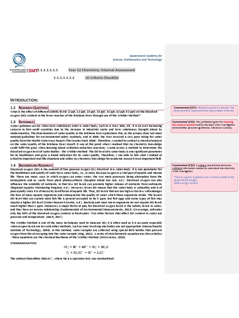 Sample Chemistry IA | PDF | Titration | Chemistry