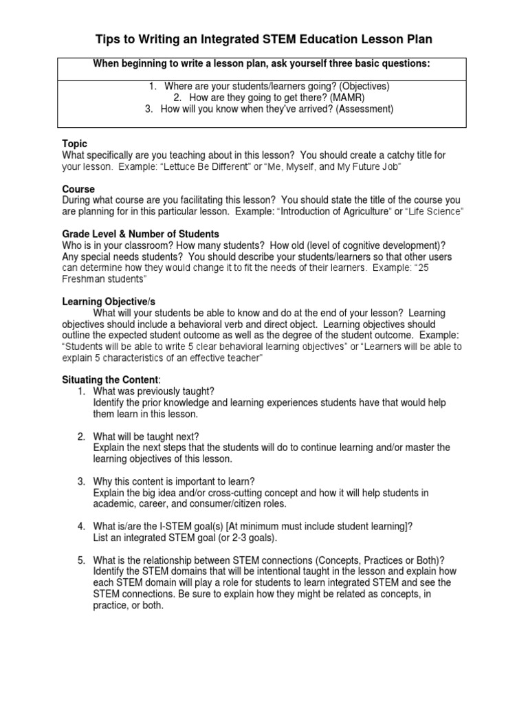 Integrated STEM Lesson Plan Guide | PDF | Teaching Method | Lesson Plan