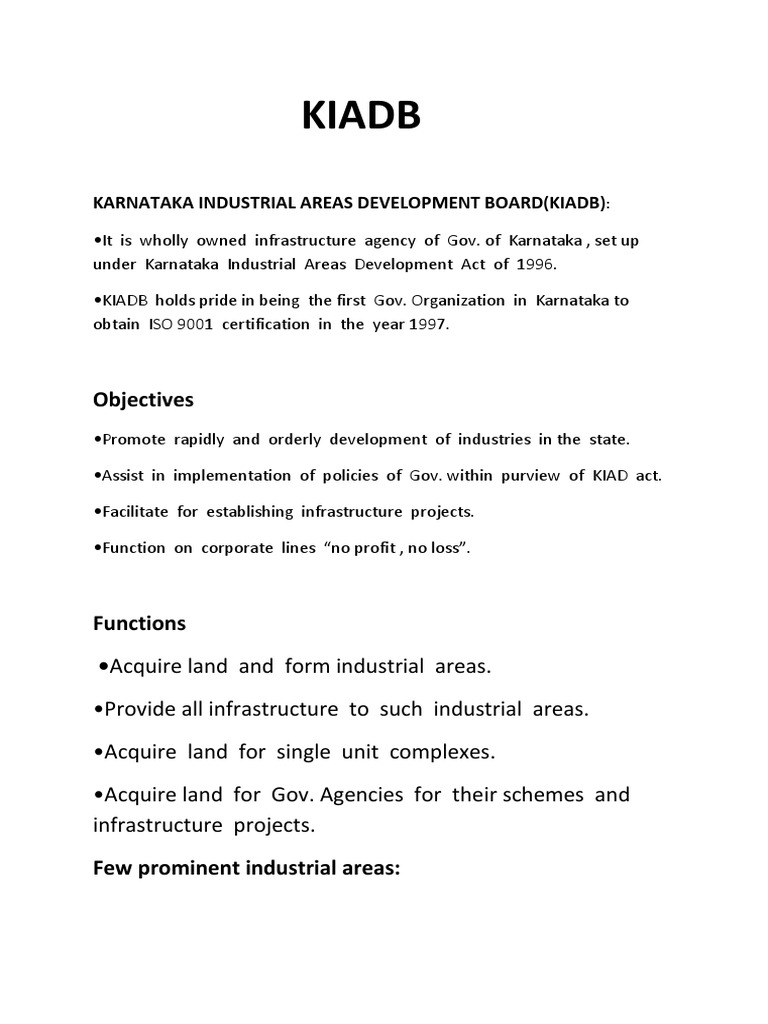 KIADB: Karnataka Industrial Development | PDF
