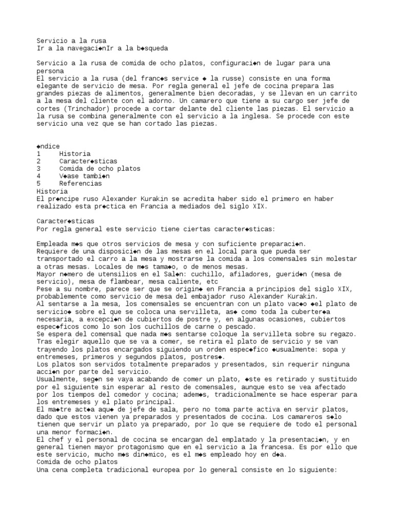 Servicio A La Rusa | PDF | Alimentos | Comportamientos alimenticios de ...