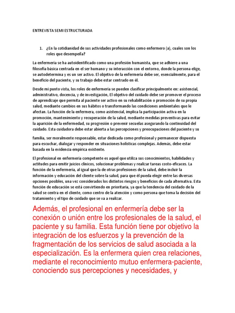ENTREVISTA SEMI ESTRUCTURADA Mailyn | PDF | Enfermería | Sicología