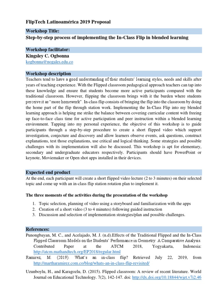 In-Class Flip Workshop for Educators | PDF | Learning | Epistemology