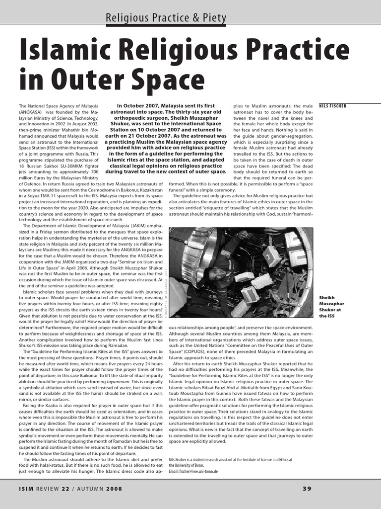 ISIM 22 Islamic Religious Practice in Outer Space | PDF | Science ...