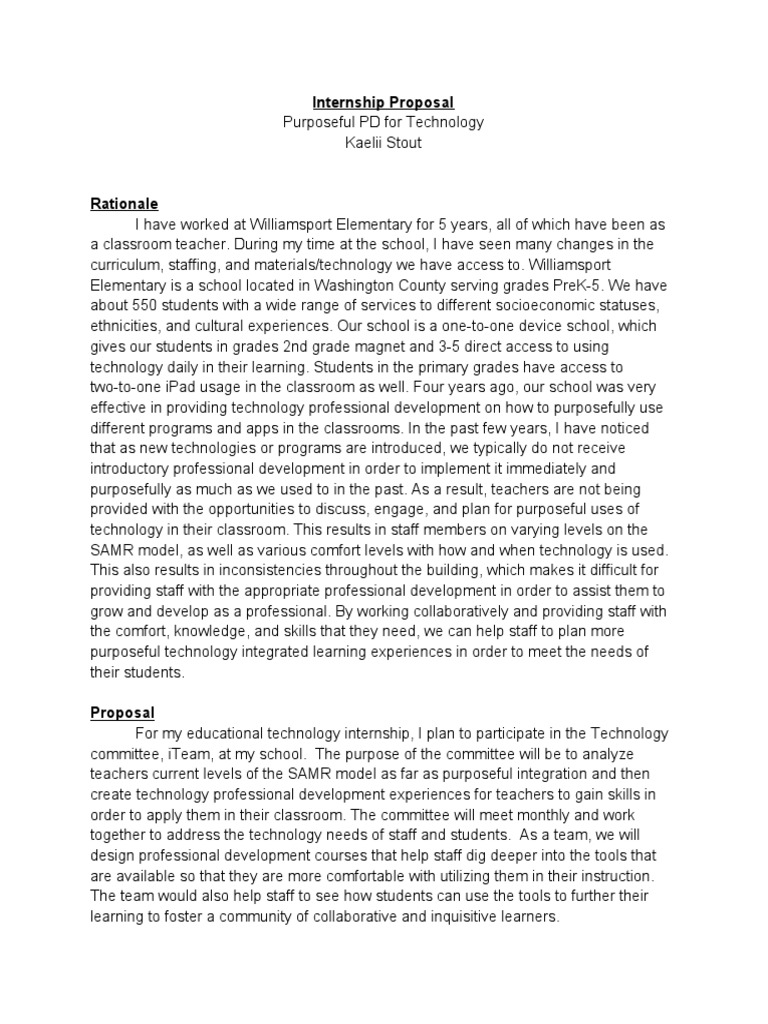 Internship Proposal | PDF | Teachers | Classroom